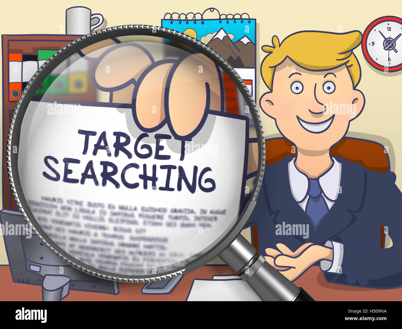 Target Searching through Lens. Doodle Design Stock Photo - Alamy