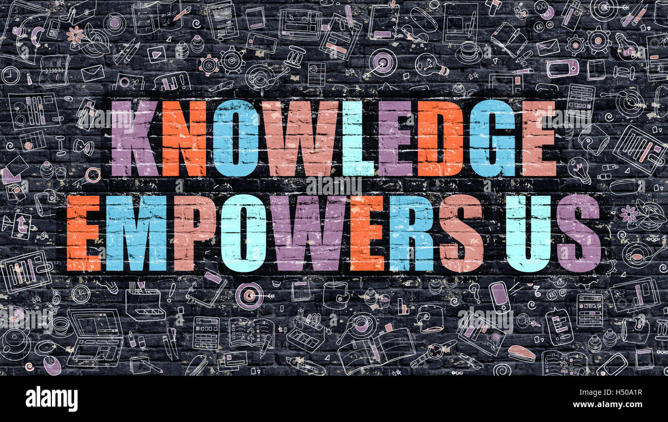 Knowledge Empowers Us Concept with Doodle Design Icons Stock Photo - Alamy