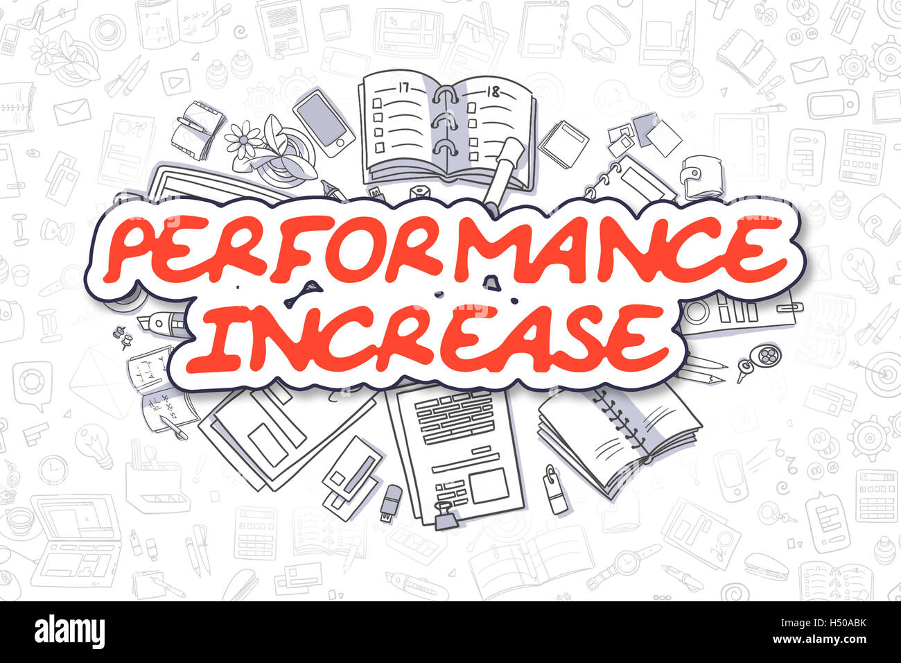 Performance Increase - Cartoon Red Word. Business Concept Stock Photo ...