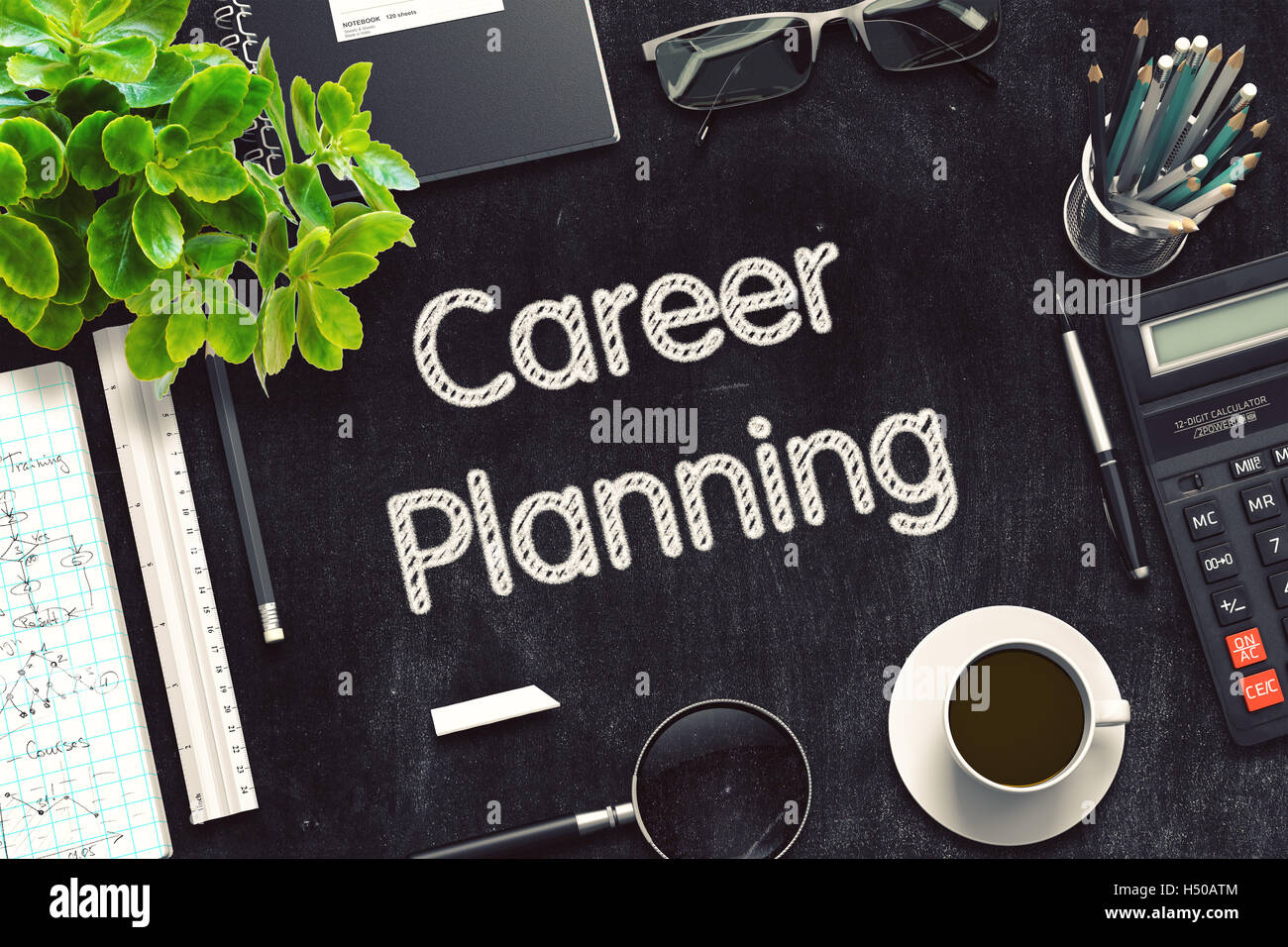 Black Chalkboard with Career Planning. 3D Rendering Stock Photo - Alamy
