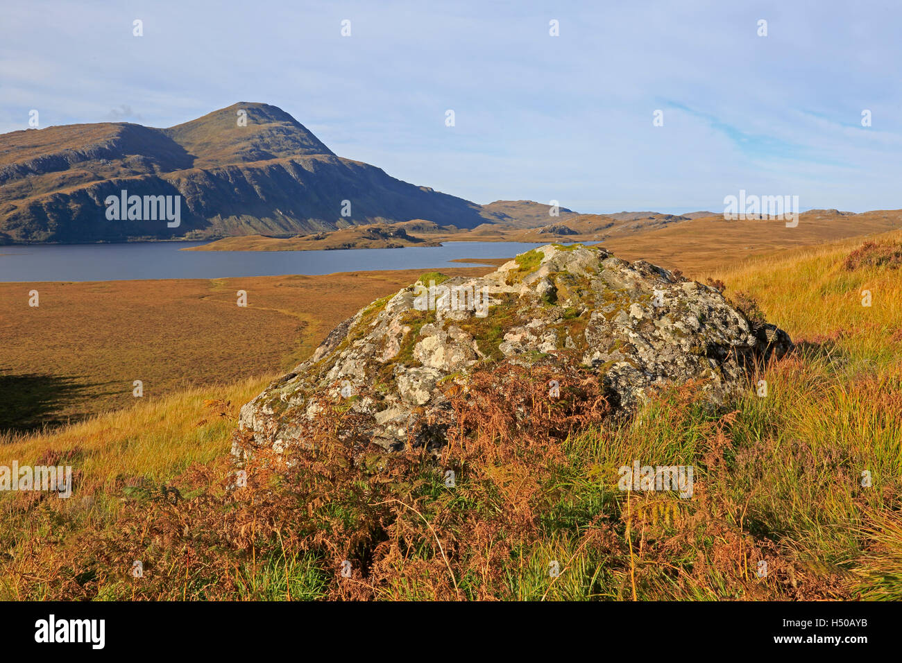 Ben Stack and Loch Stack in the autumn Stock Photo - Alamy