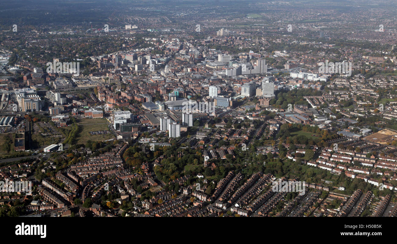 aerial view of the Nottingham city centre skyline, UK Stock Photo - Alamy