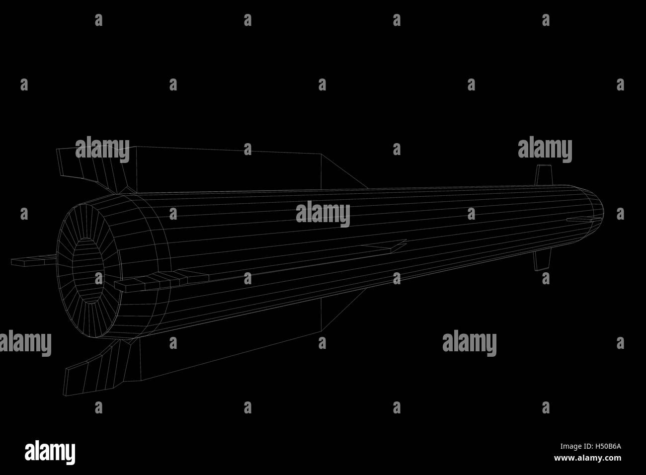 Rocket in Hologram Wireframe Style. Nice 3D Rendering Stock Photo - Alamy