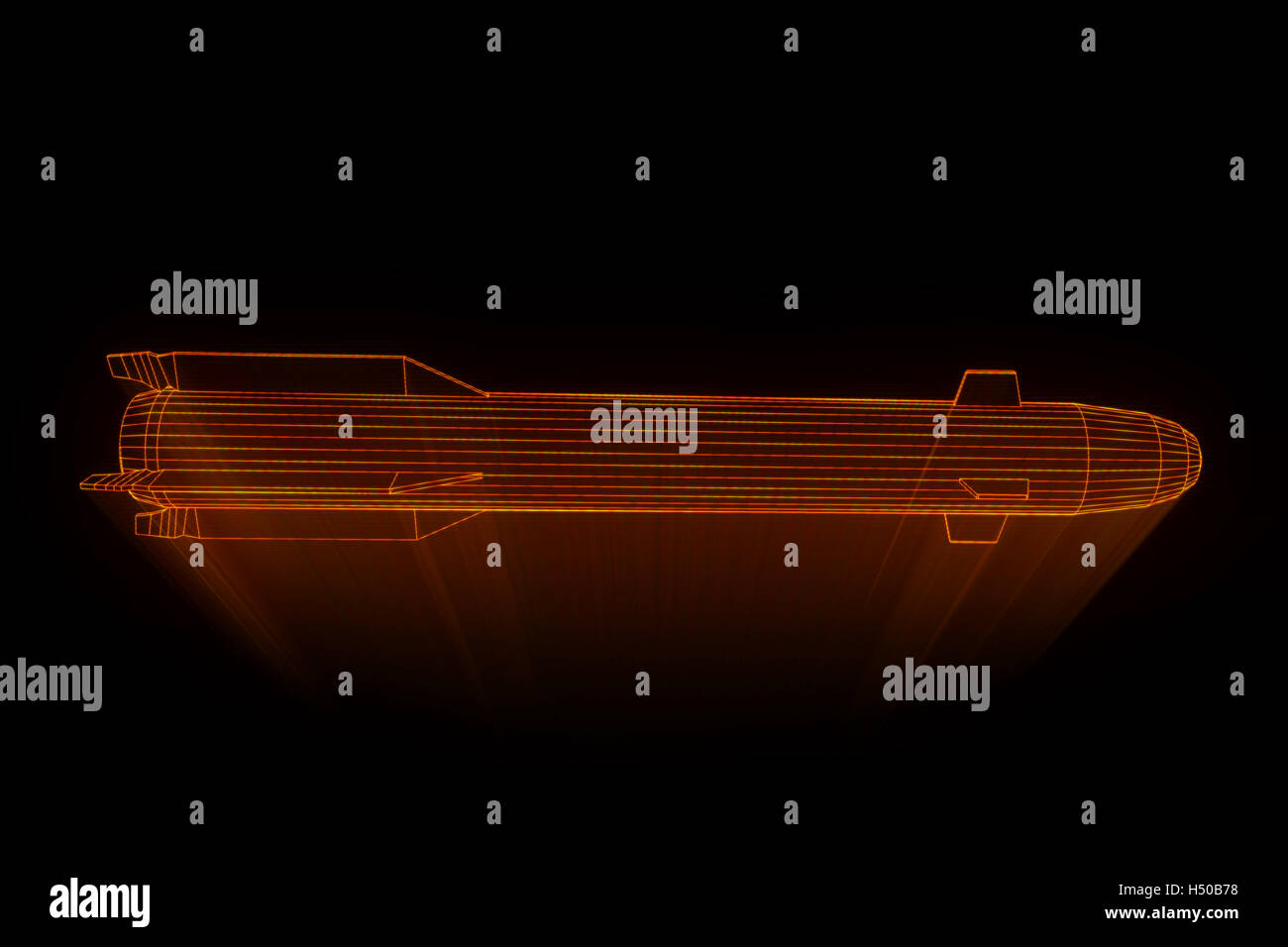 Rocket in Hologram Wireframe Style. Nice 3D Rendering Stock Photo - Alamy