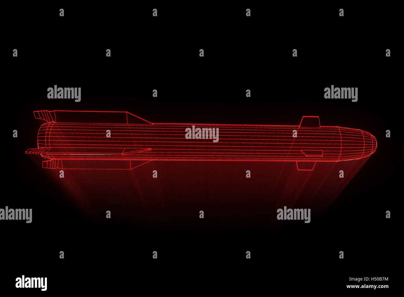 Rocket in Hologram Wireframe Style. Nice 3D Rendering Stock Photo - Alamy