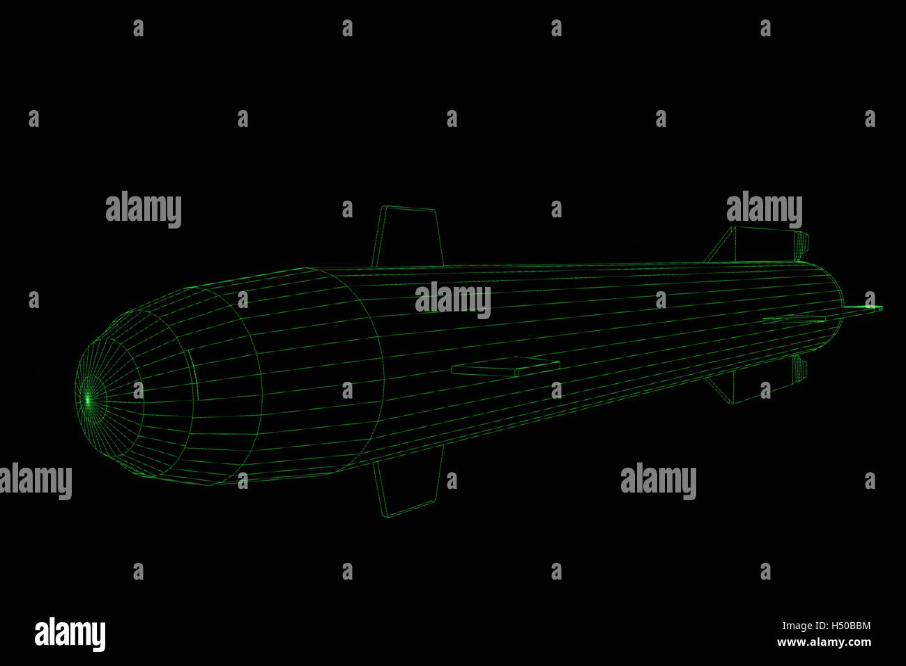 Rocket in Hologram Wireframe Style. Nice 3D Rendering Stock Photo - Alamy