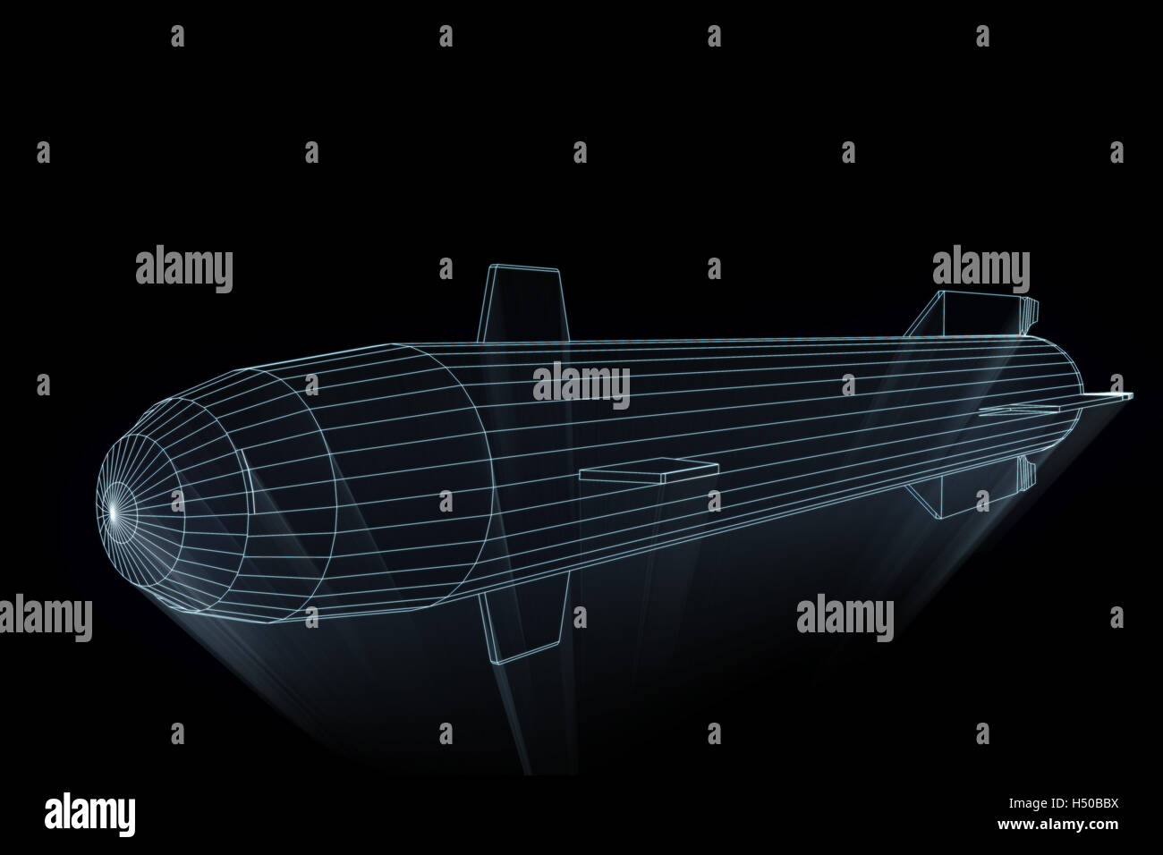 Rocket in Hologram Wireframe Style. Nice 3D Rendering Stock Photo - Alamy