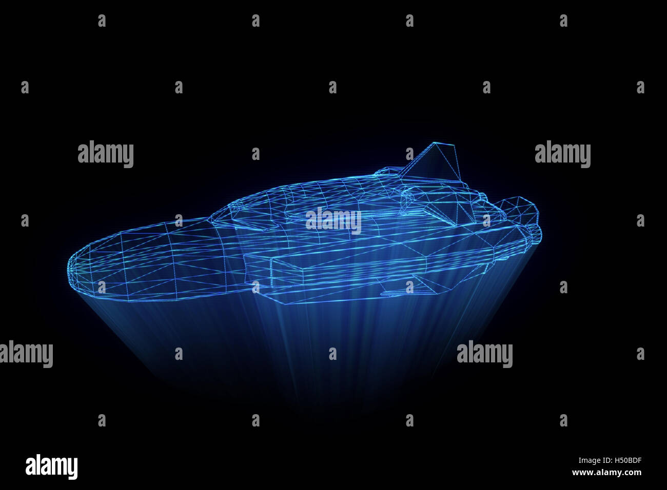 Shuttle in Hologram Wireframe Style. Nice 3D Rendering Stock Photo - Alamy