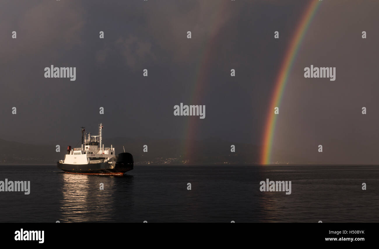 Ship with a rainbow above hi-res stock photography and images - Alamy