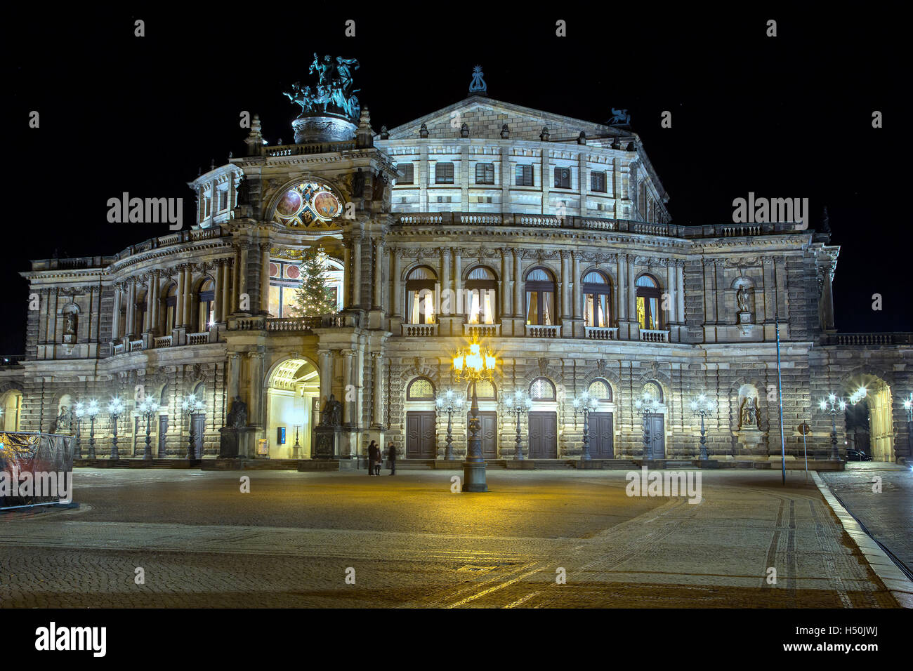 Dresden theatre square semper opera house at twilight Stock Photo - Alamy
