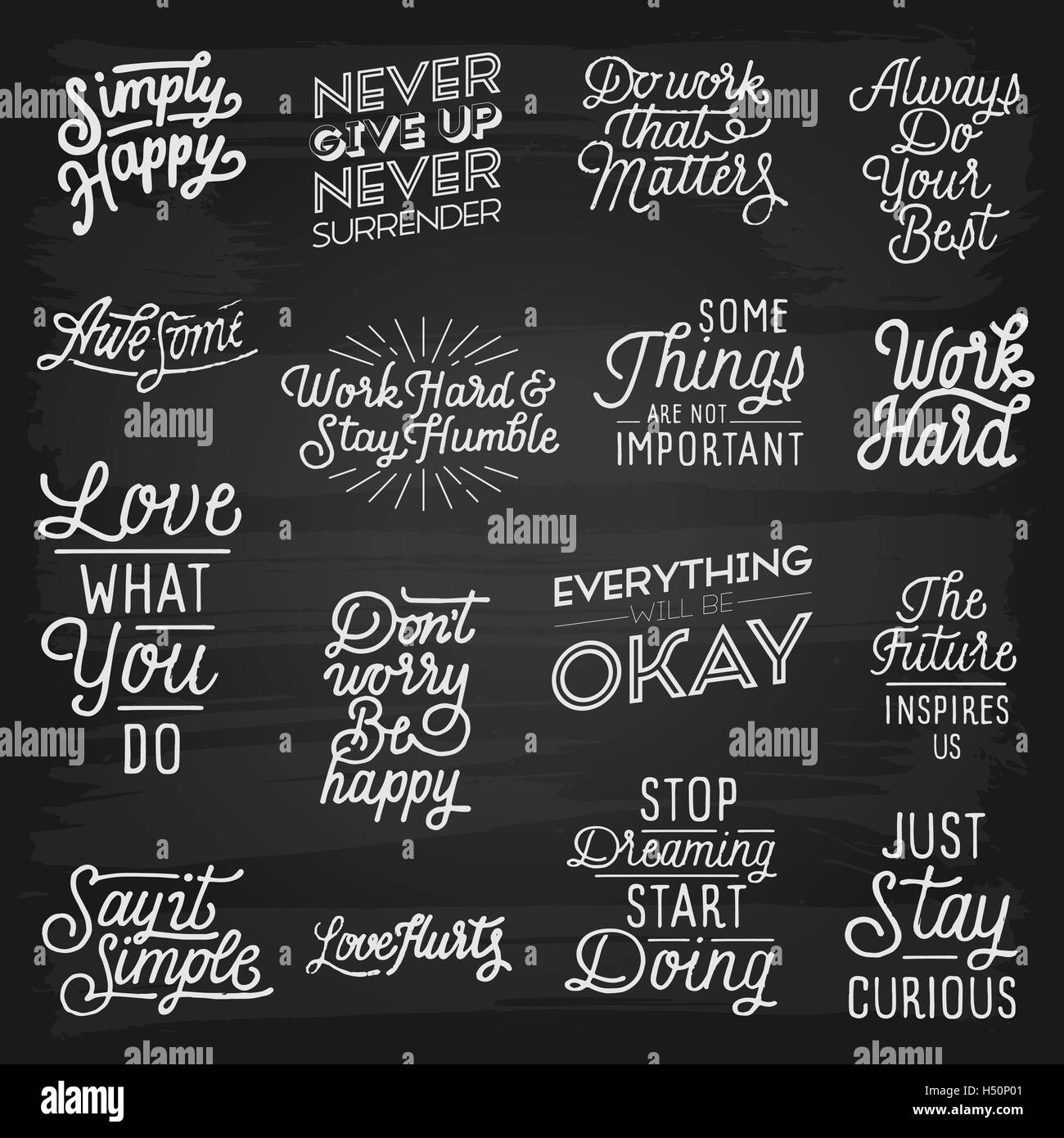 Hand drawn lettering slogans Stock Photo - Alamy