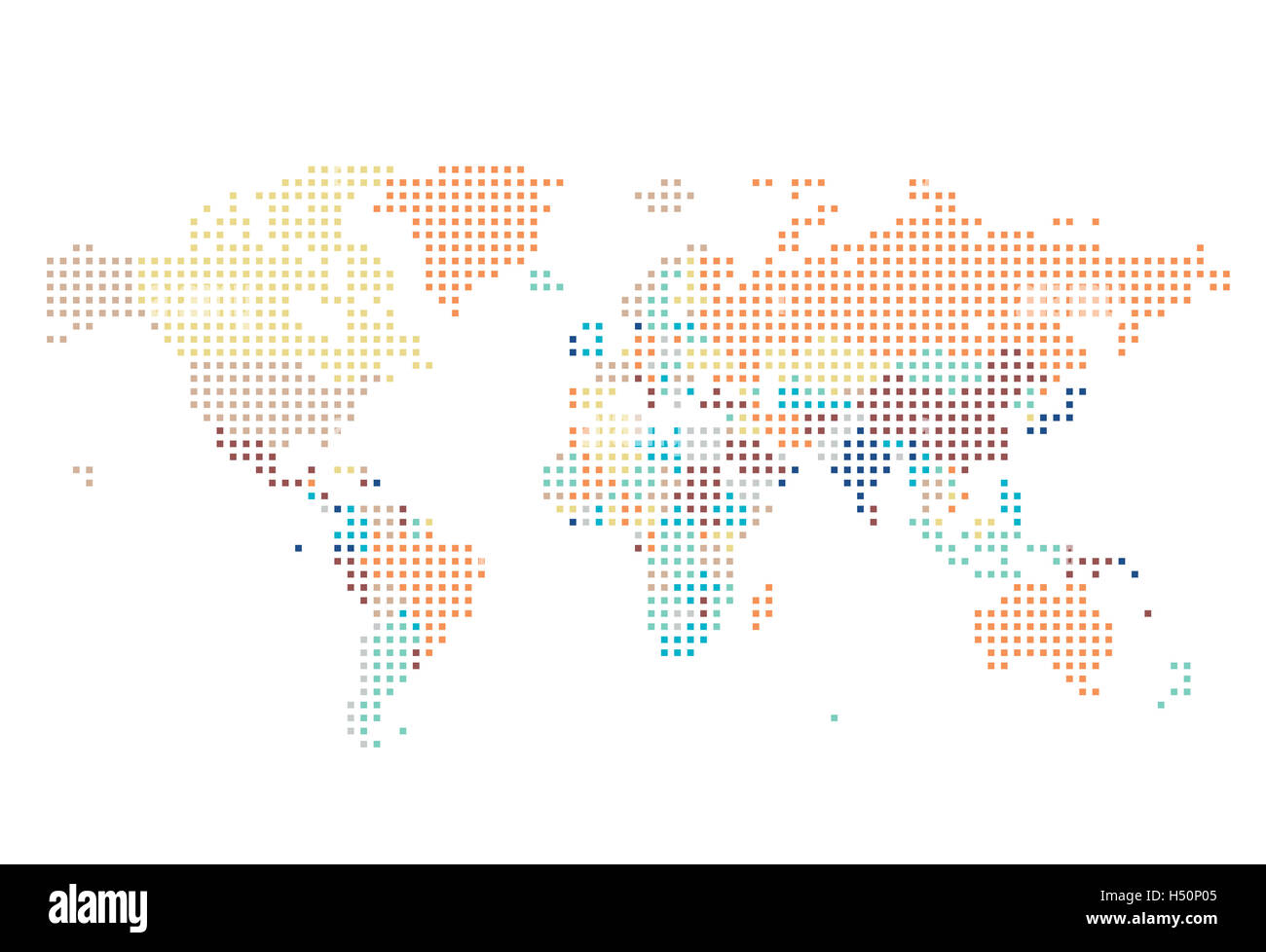 Blue world map on grid Cut Out Stock Images & Pictures - Alamy