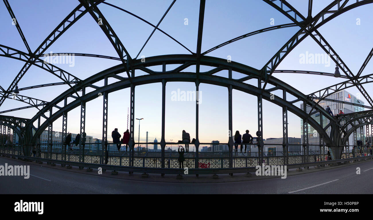Munich People enjoy sunset on Hackerbrücke bridge Germany Europe Stock ...