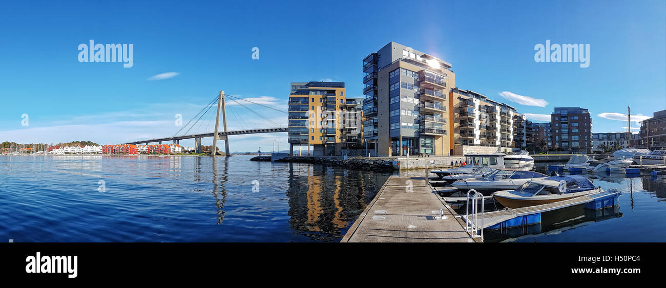 Sailboat marina with many moored sail yachts in Stavanger, Norway Stock ...