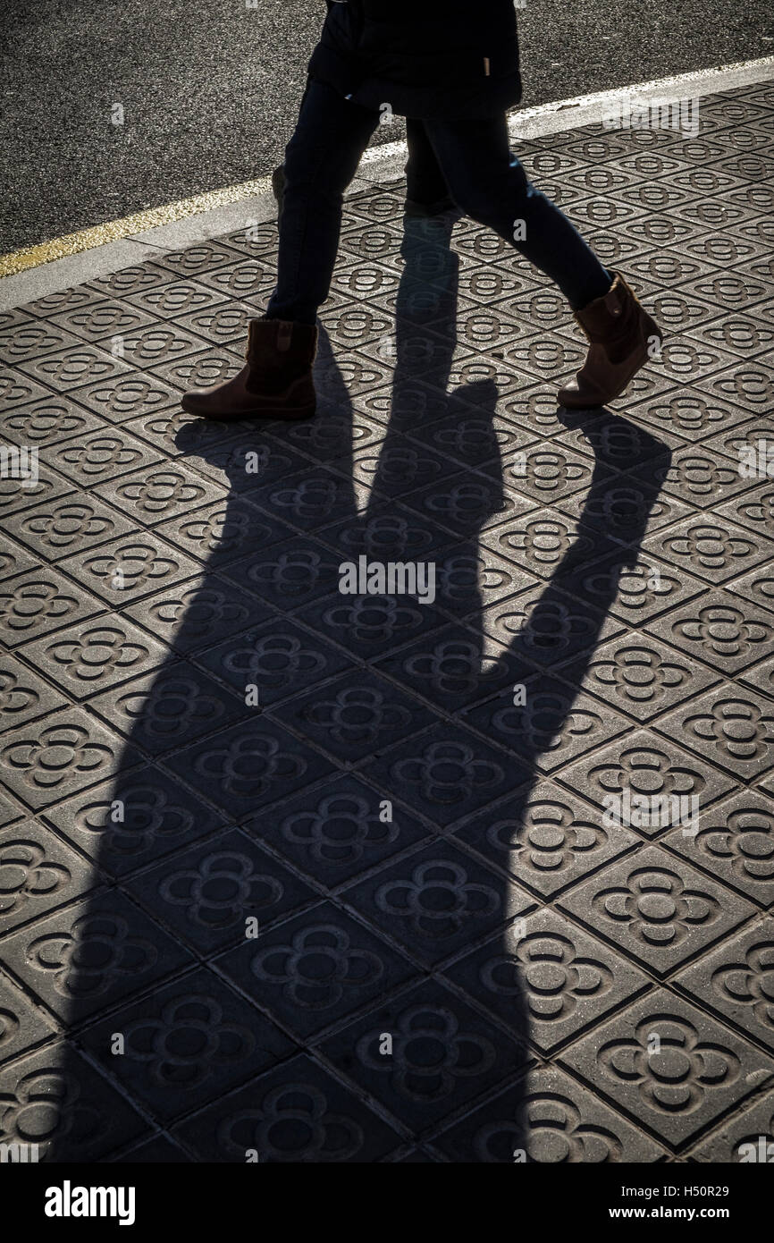 classic tile sidewalks of the city of Barcelona Catalonia Spain Stock ...