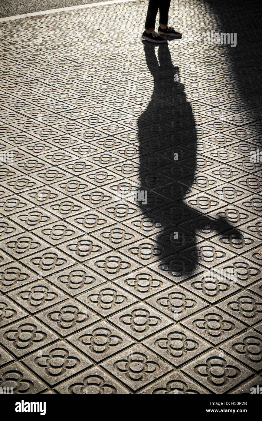 classic tile sidewalks of the city of Barcelona Catalonia Spain Stock ...