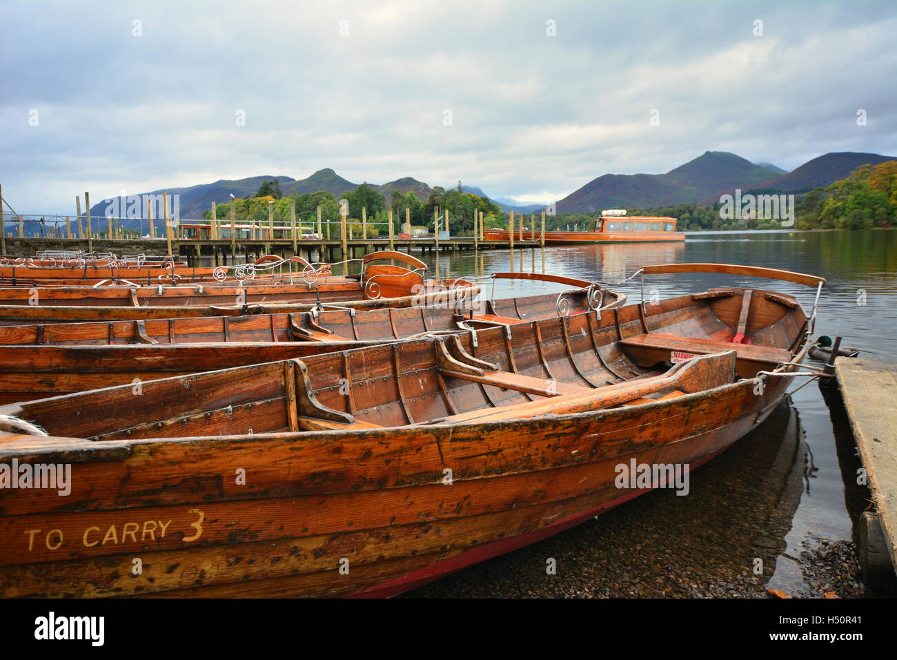 Tourist row boats for hire, Derwent Water, Keswick, UK Stock Photo - Alamy