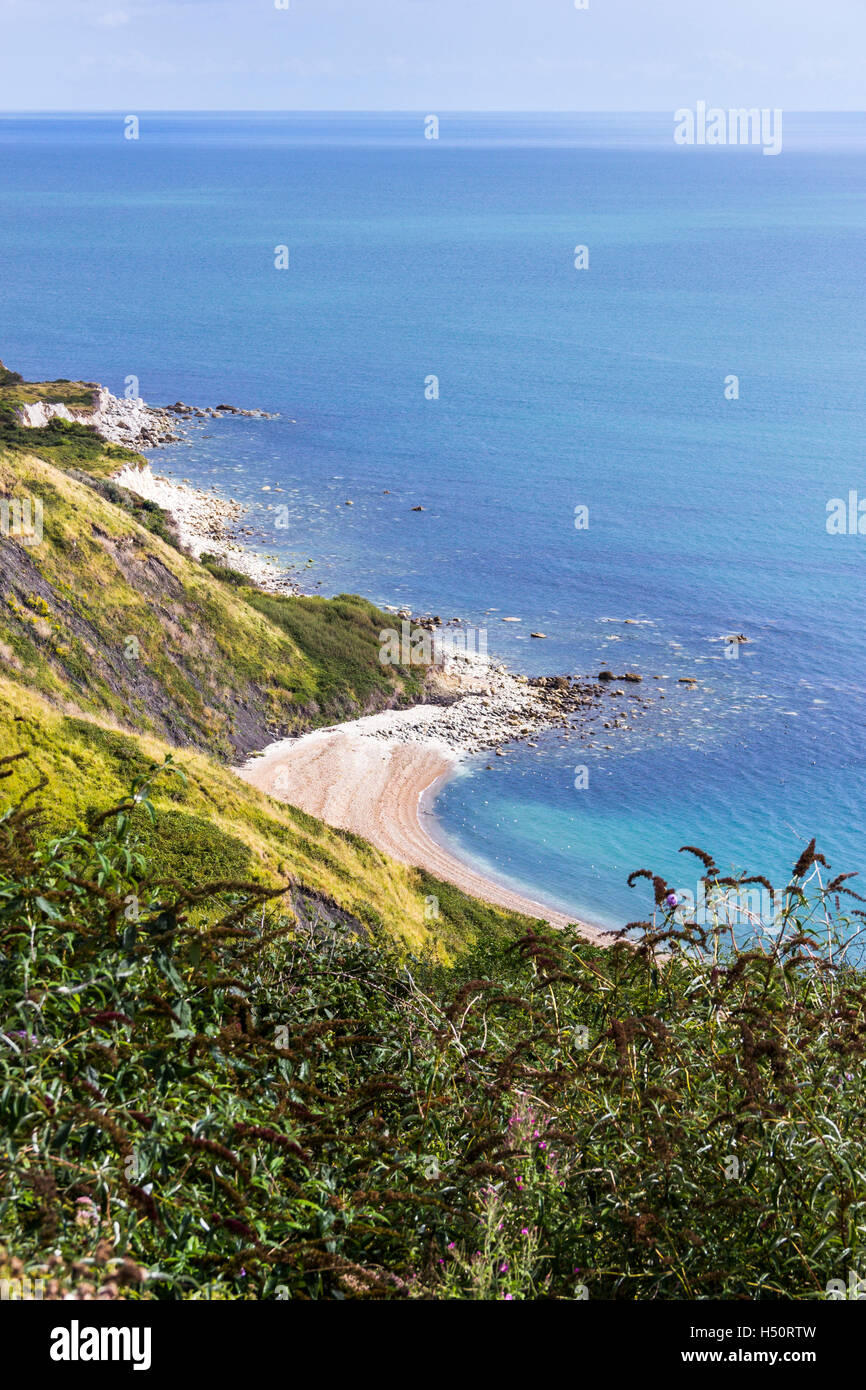 Ringstead Bay, looking east from the cliff top south west coast path ...