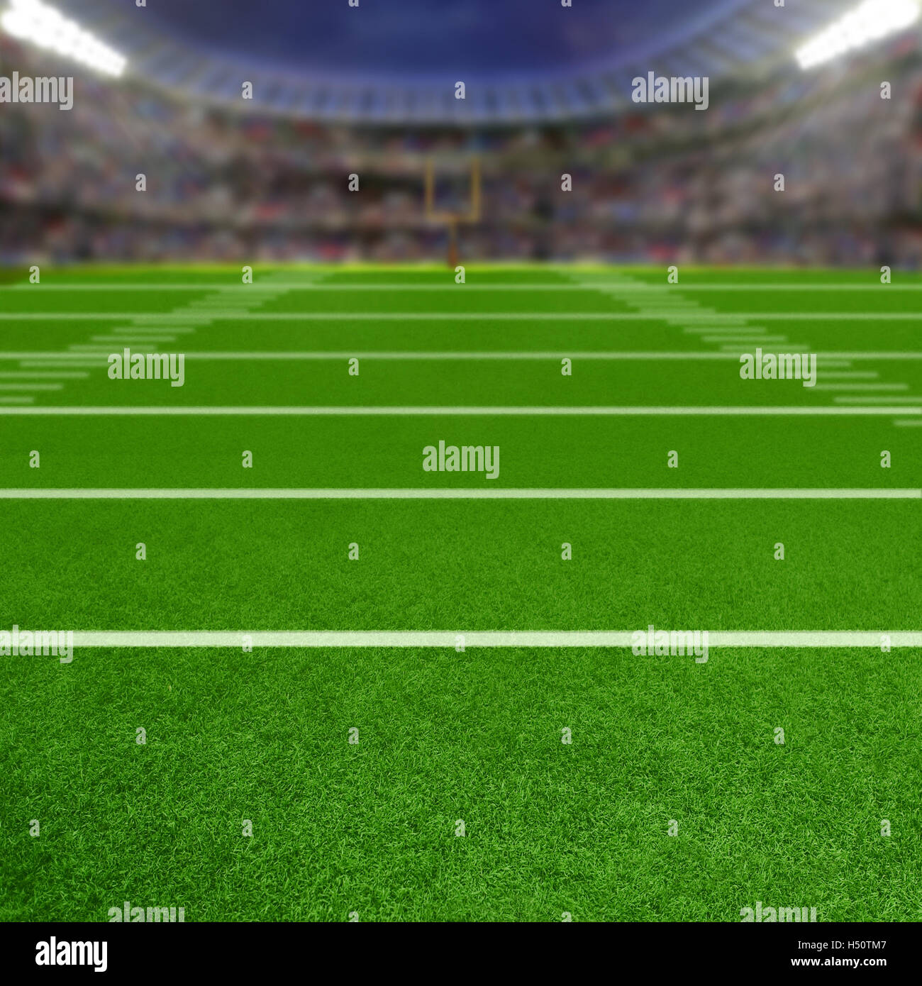 American football stadium full of fans in the stands with copy space ...