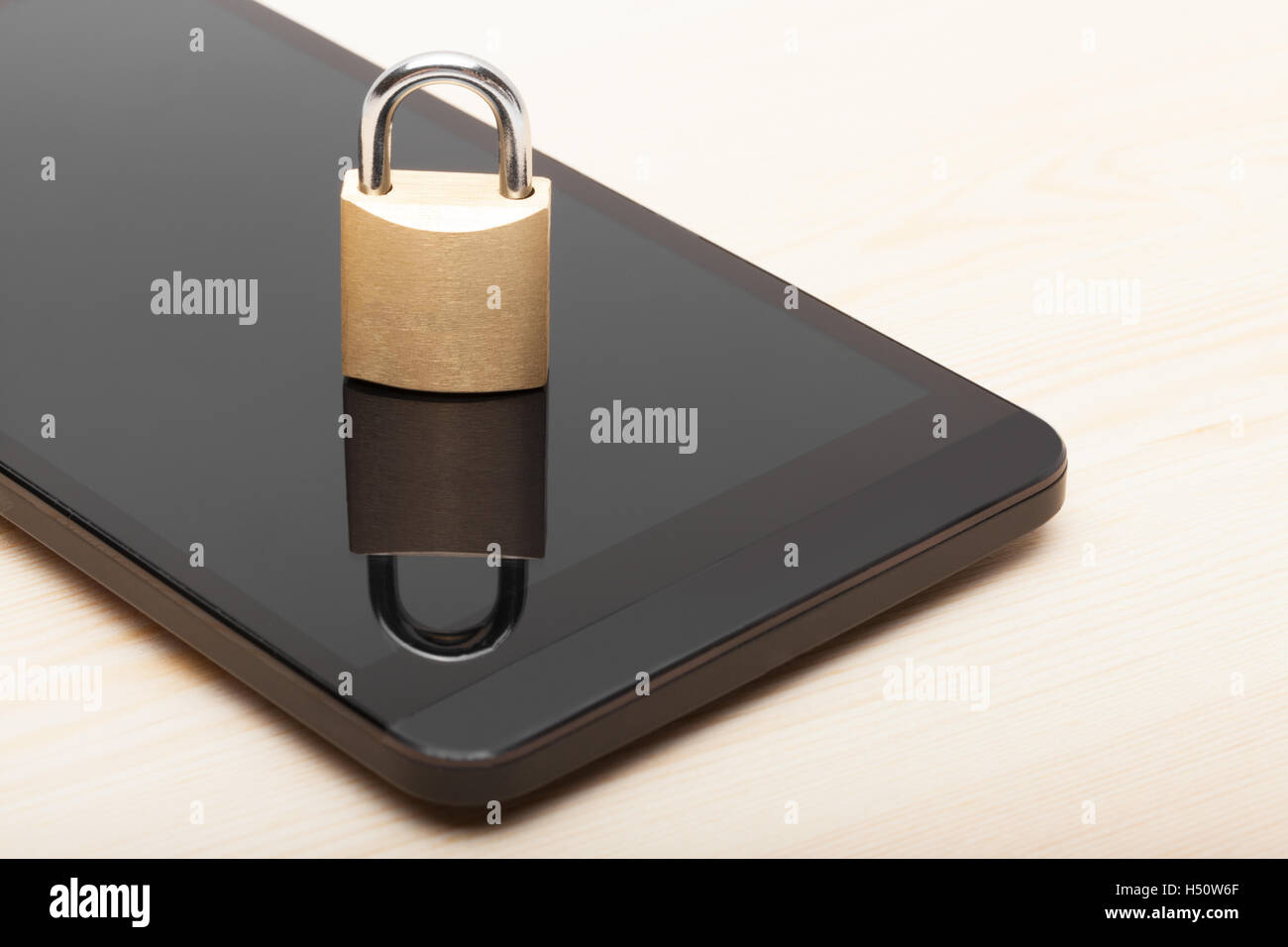 Smartphone with lock. Mobile phone security and data protection concept ...