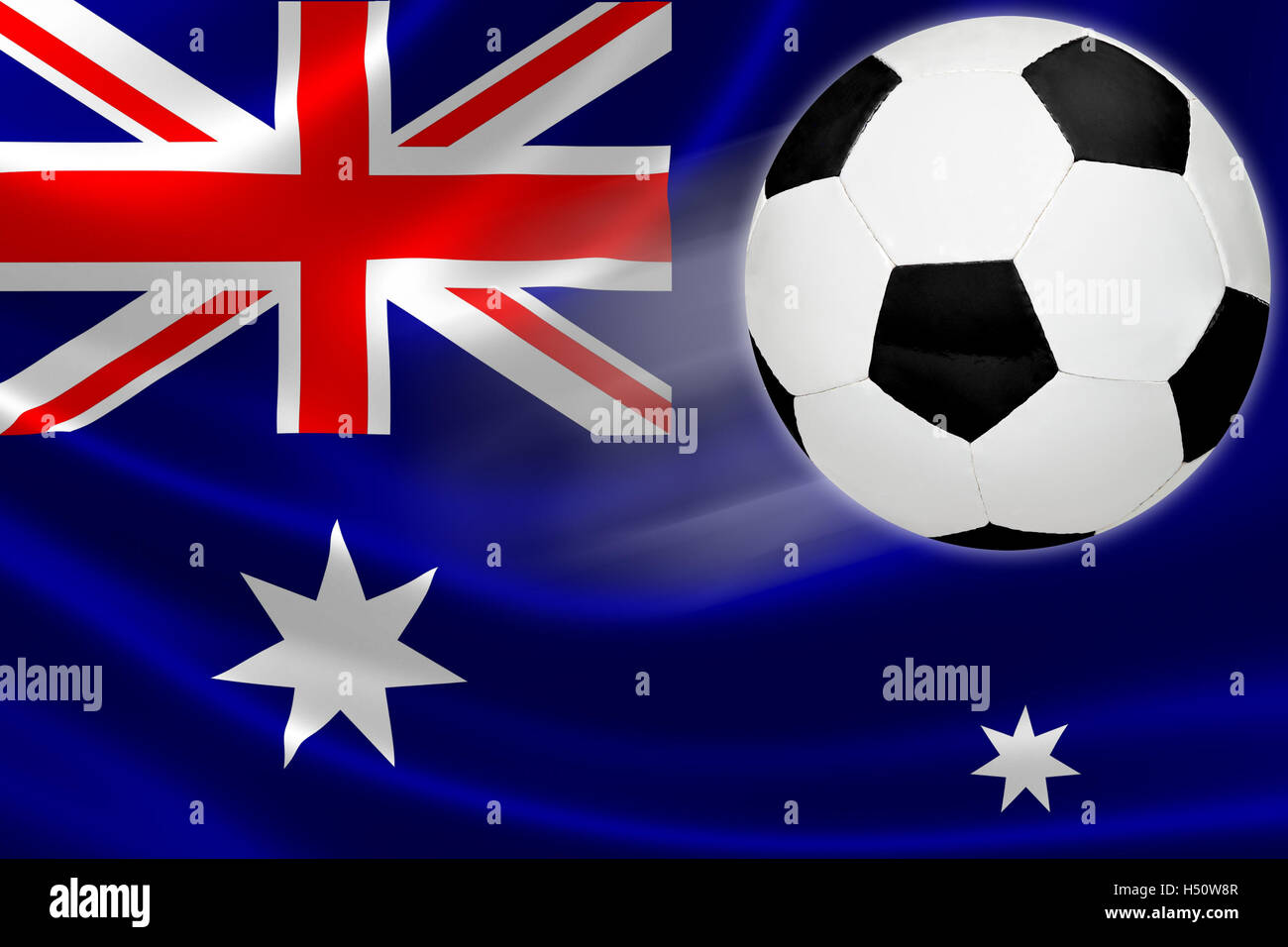 Ball streaks across the flag of Australia, where soccer is a national ...