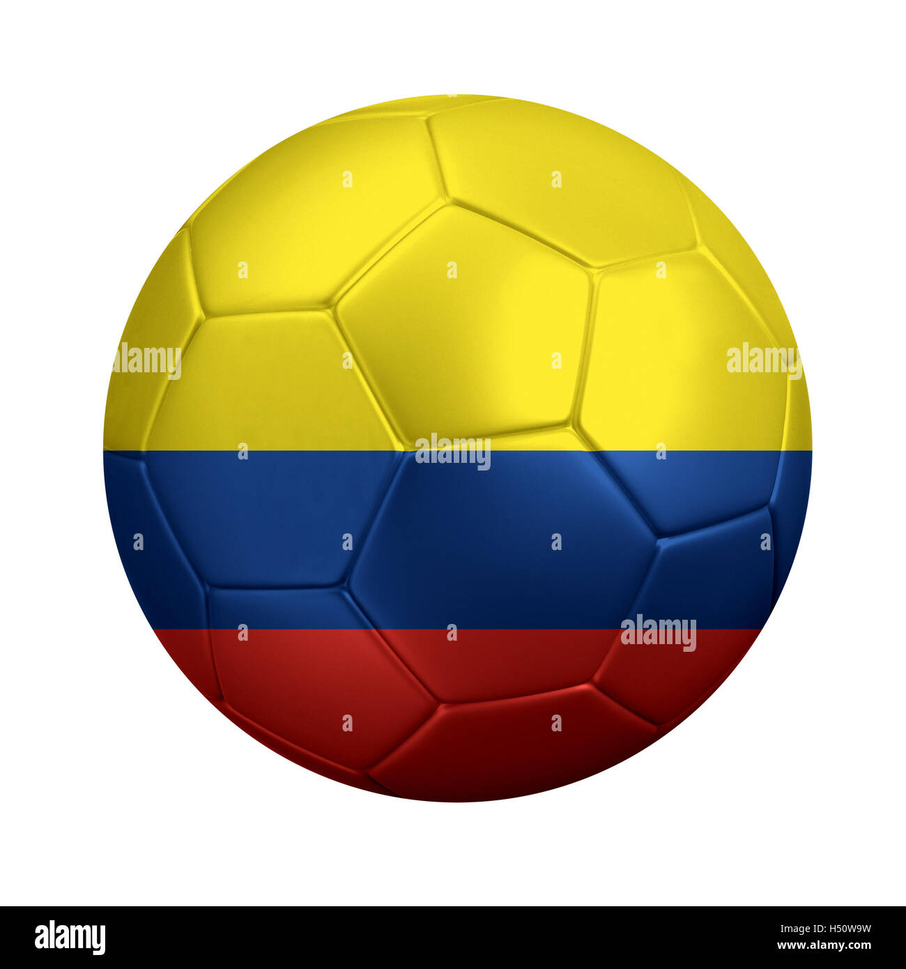 3D rendering of soccer ball wrapped in Colombia's national flag ...