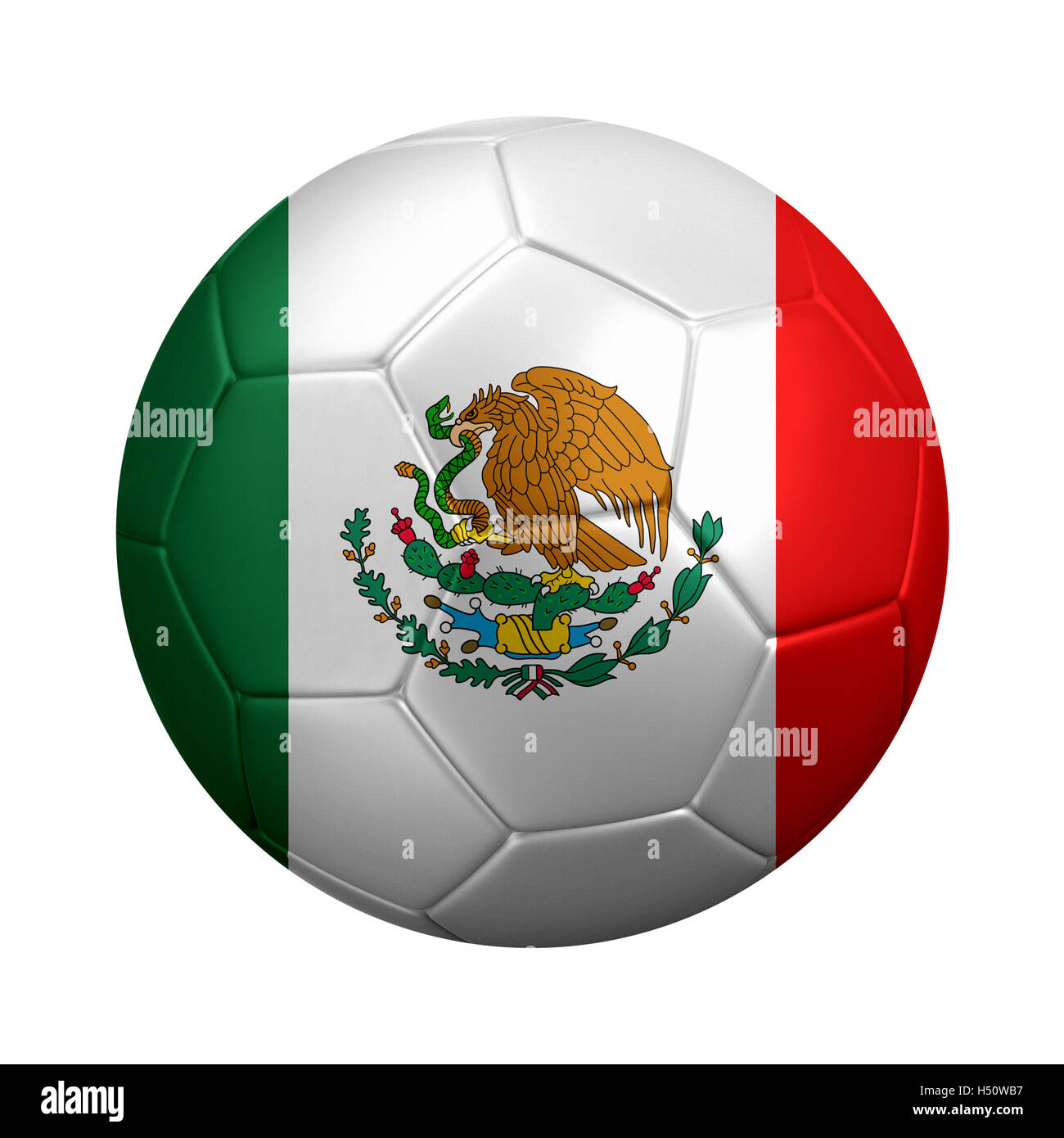 3D rendering of Mexican flag on soccer ball. Isolated on white Stock ...