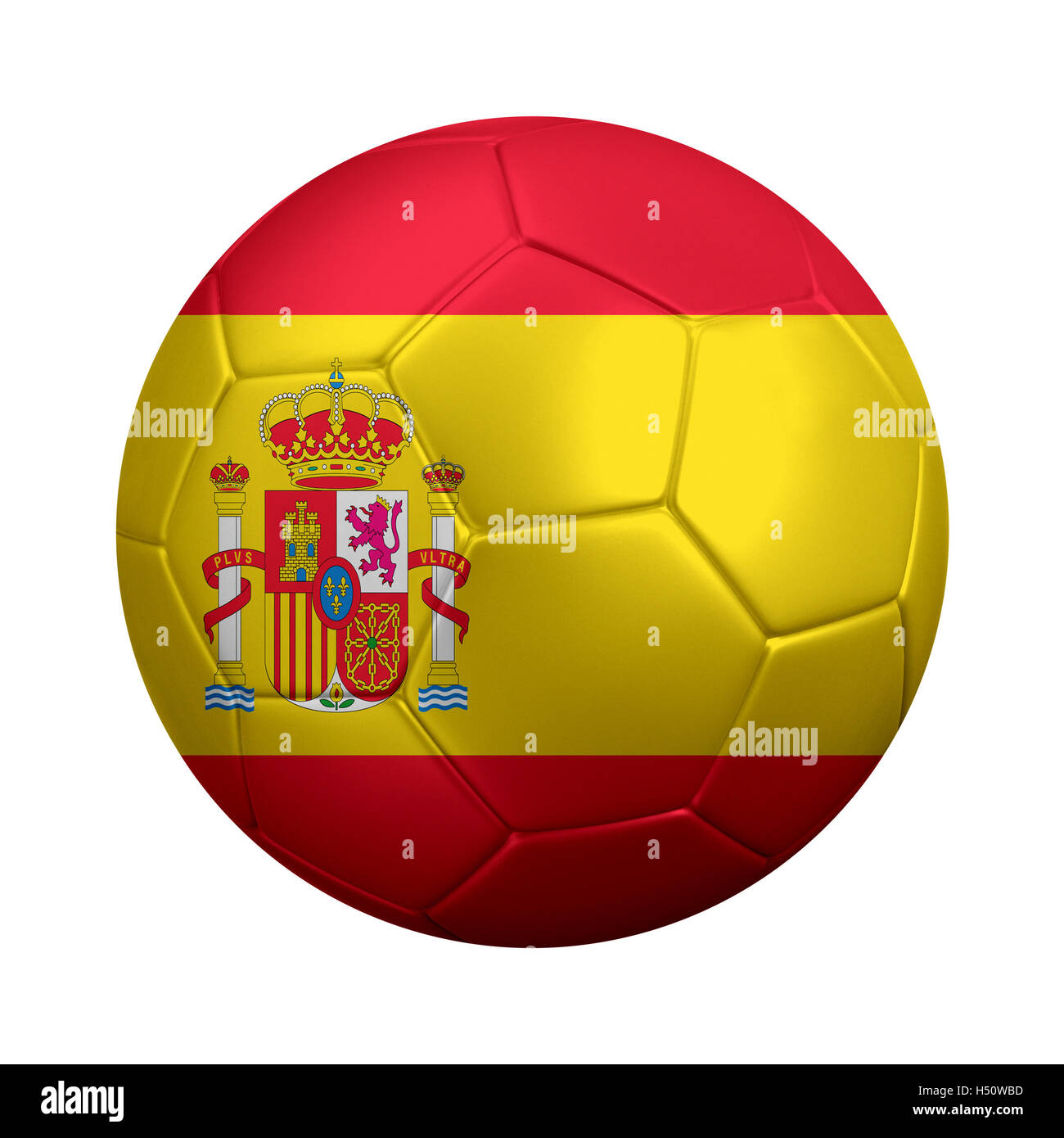 3D rendering of Spanish flag on soccer ball. Isolated on white Stock ...