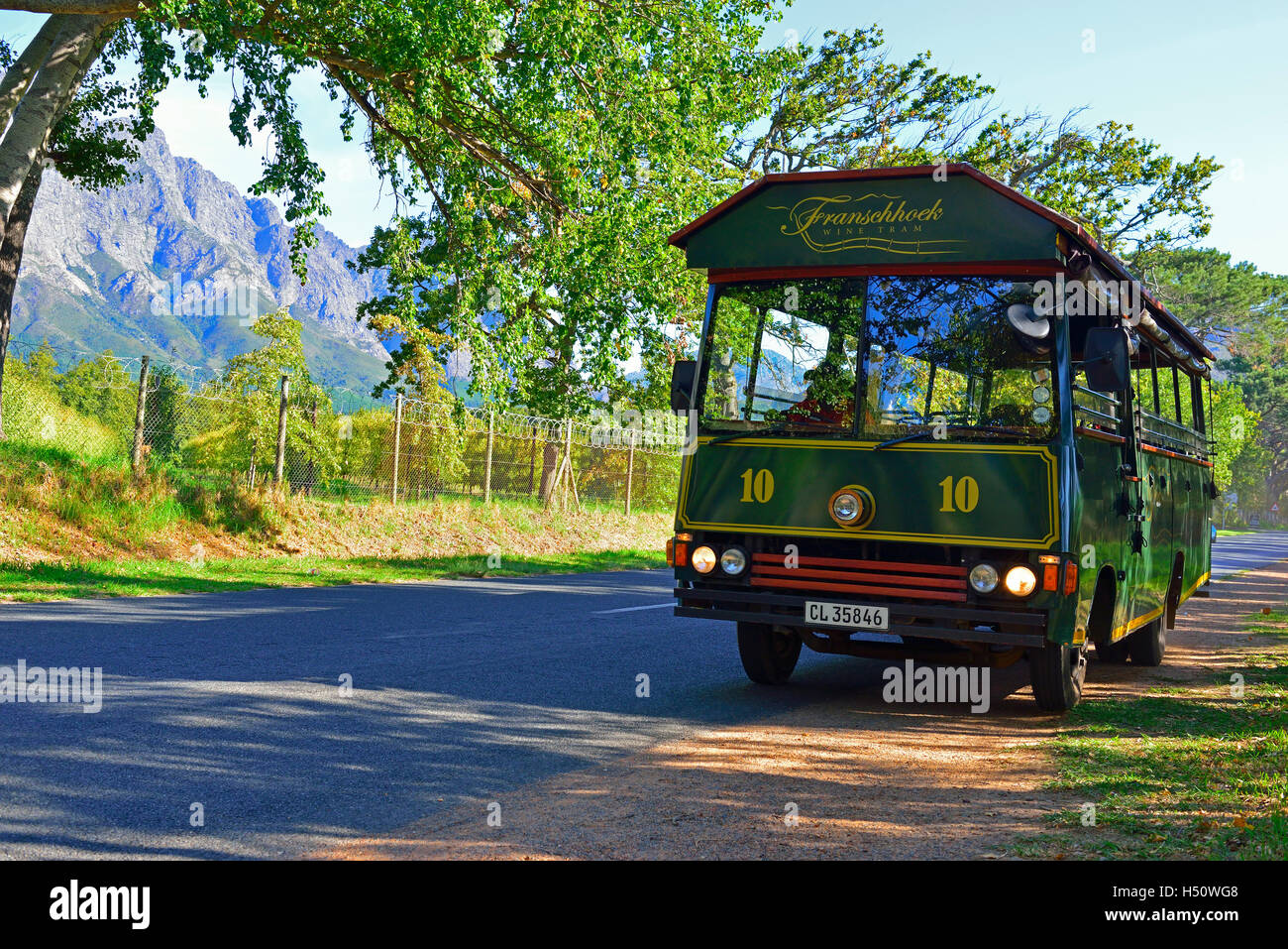Franschhoek wine tour tram hi-res stock photography and images - Alamy