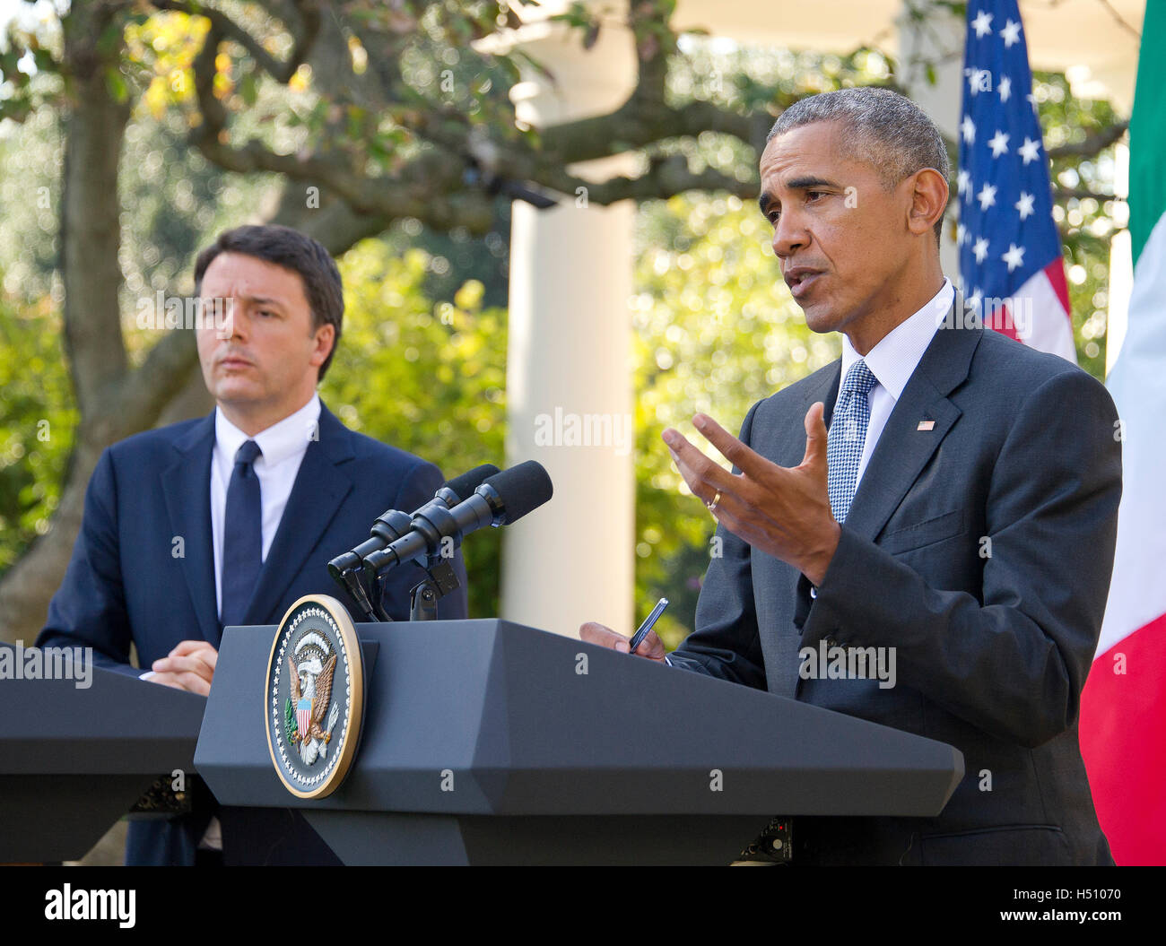 United States President Barack Obama and Prime Minister Matteo Renzi of ...