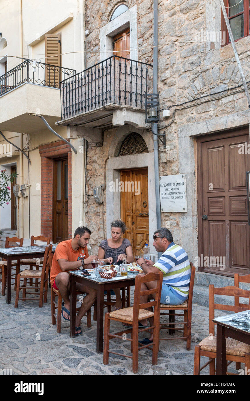 Scenic view of medieval village of Olympi Chios Island Greece Stock ...