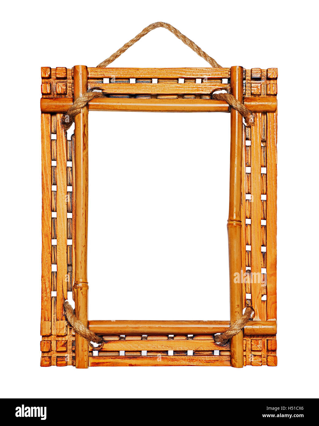 Bamboo photo frame isolated on white background Stock Photo - Alamy