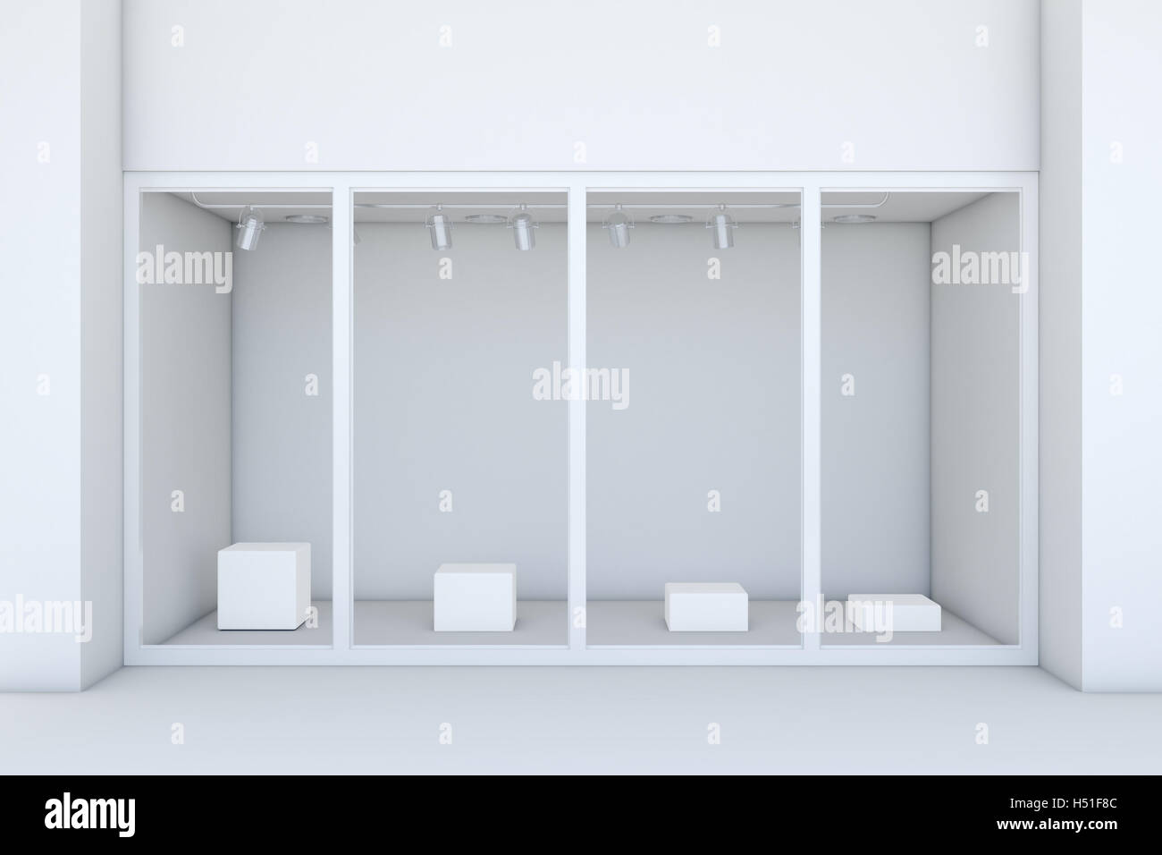 Shopfront with large windows. White store facade Stock Photo - Alamy