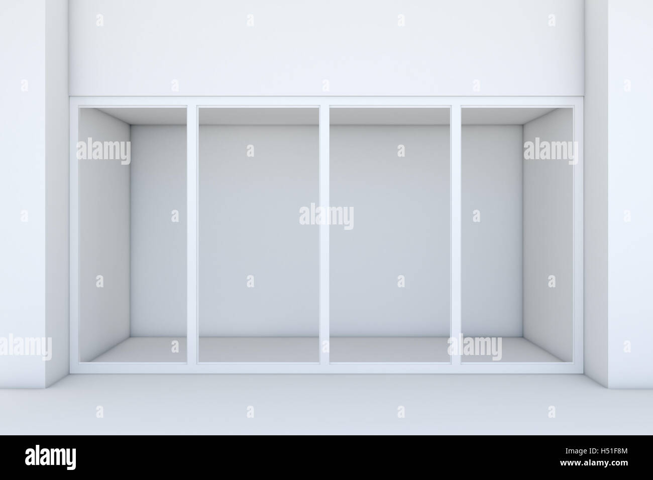 Shopfront with large windows. White store facade Stock Photo - Alamy