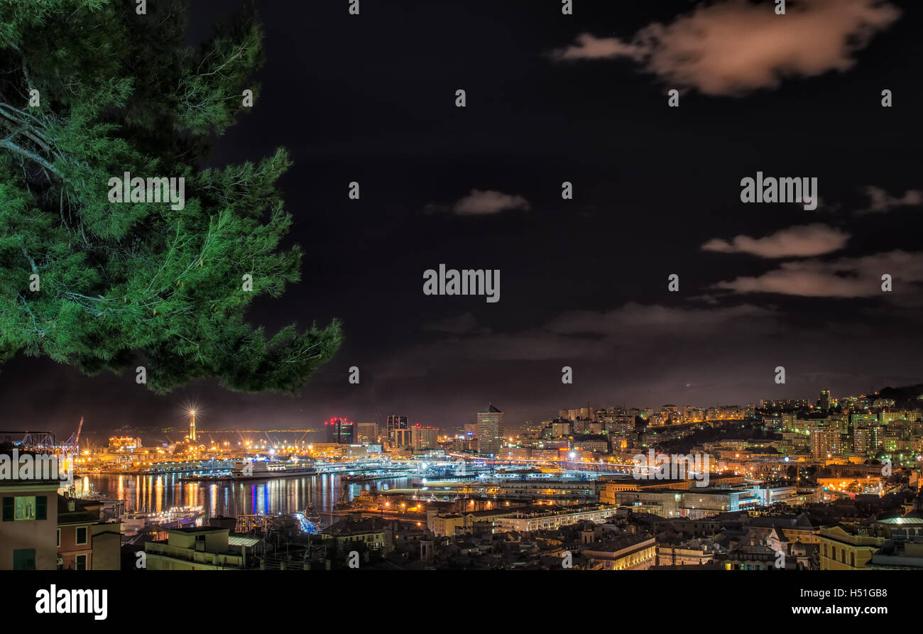 Genoa by night Stock Photo - Alamy