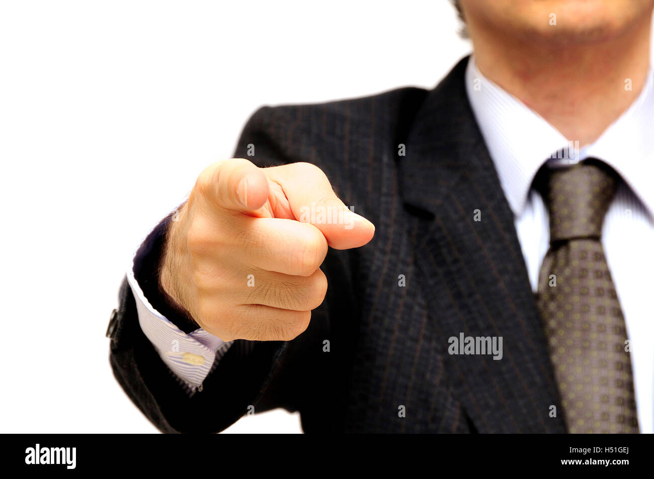 businessman pointing a finger Stock Photo - Alamy
