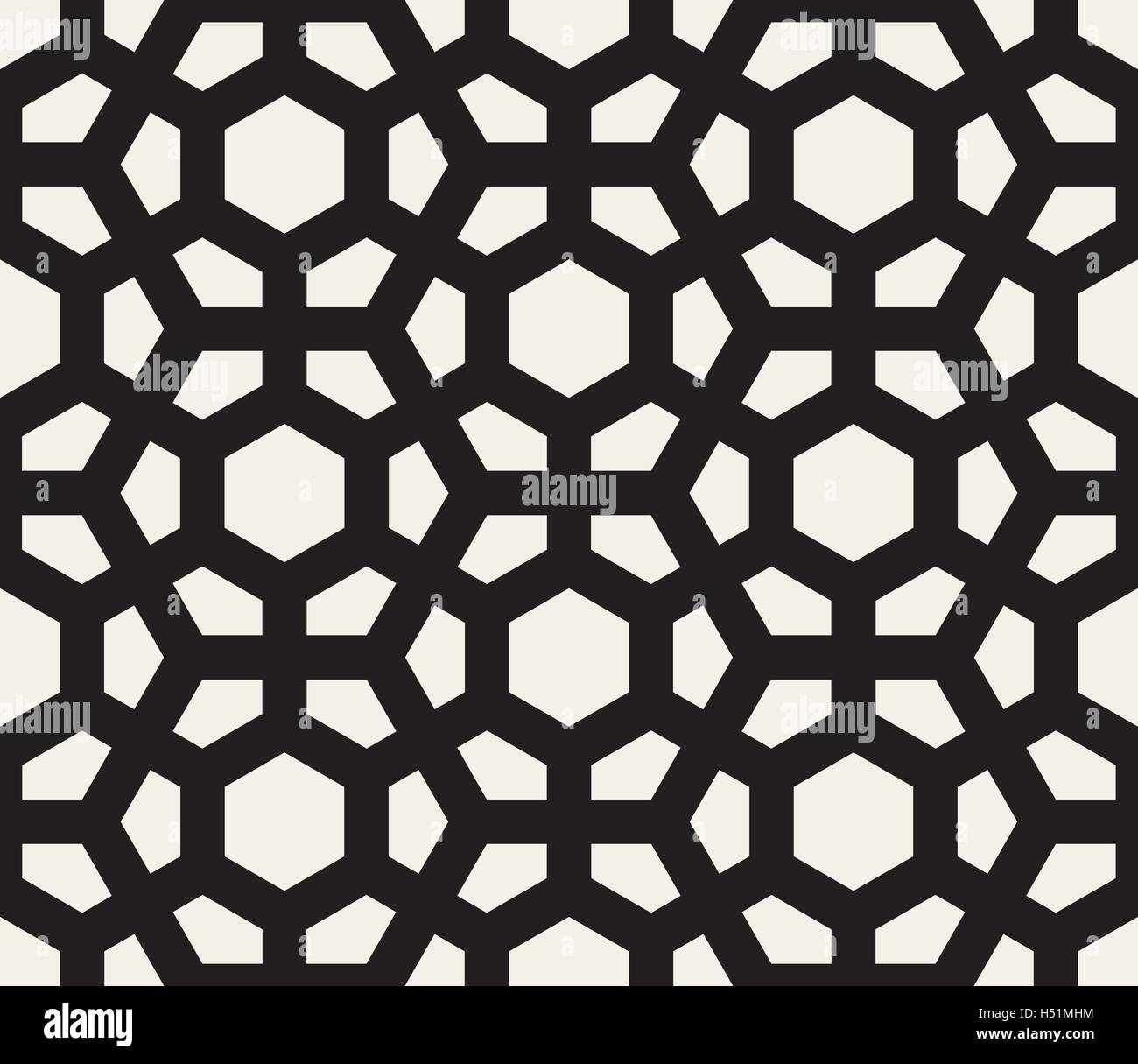 Vector Seamless Black And White Hexagonal Pattern Stock Vector Image ...