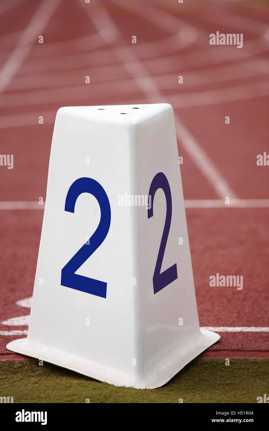 Number two signpost in an athletic running track. Vertical Stock Photo ...