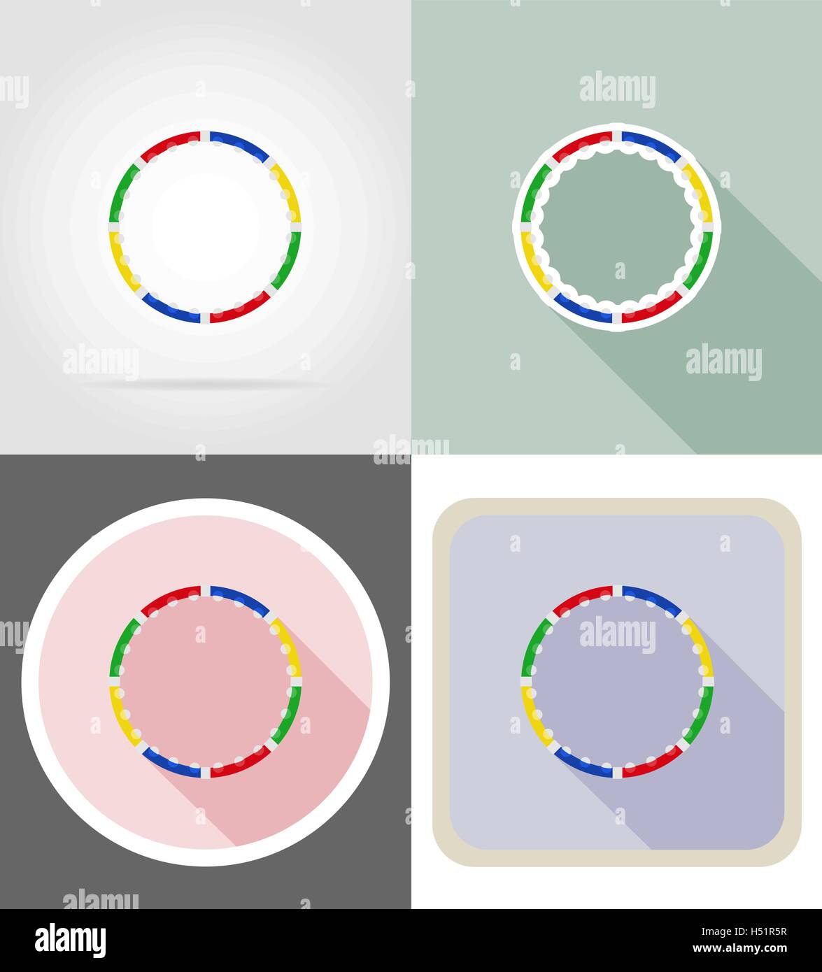 dynamic health hoop for fitness flat icons vector illustration isolated ...