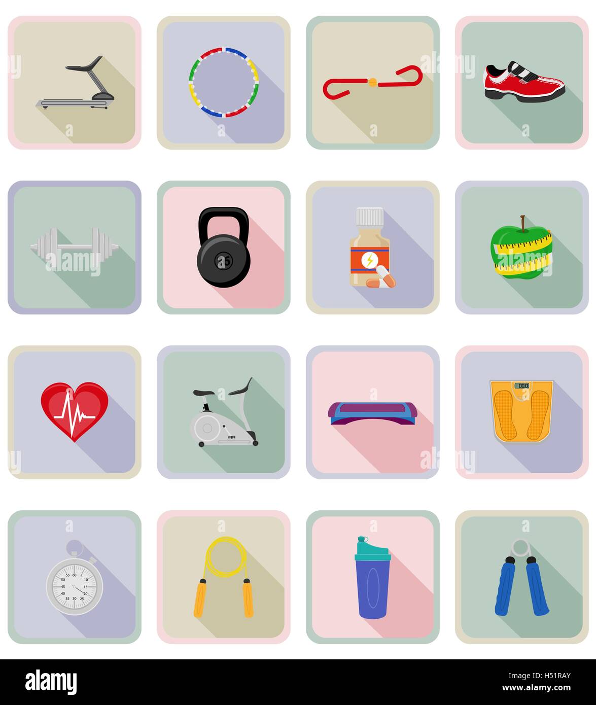 fitness flat icons vector illustration isolated on background Stock ...