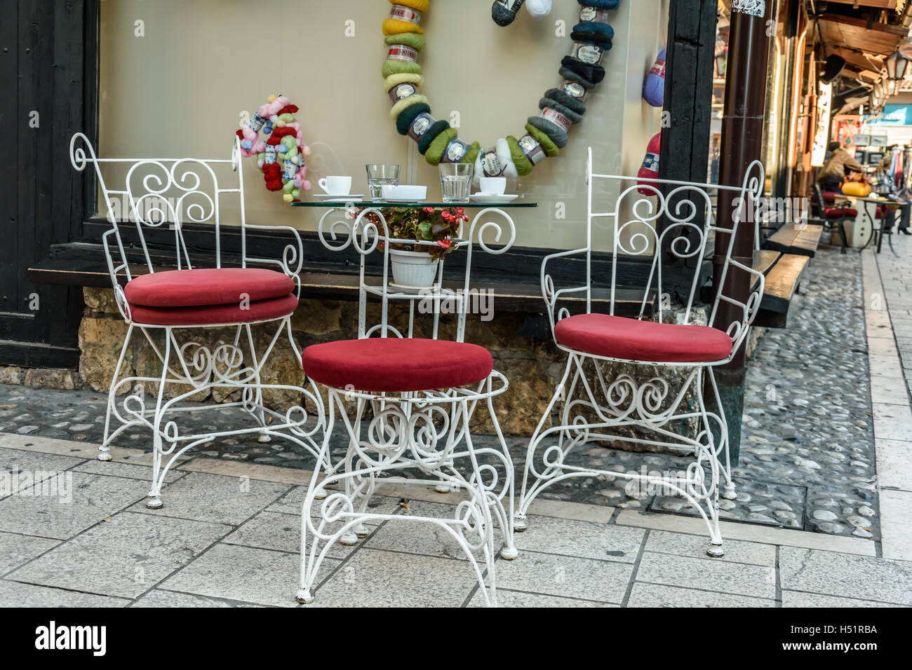 Cafe on the corner Stock Photo - Alamy