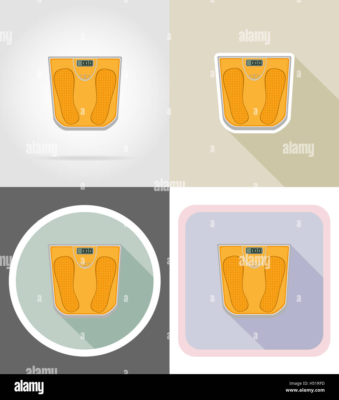floor scale flat icons illustration isolated on background Stock Photo - Alamy