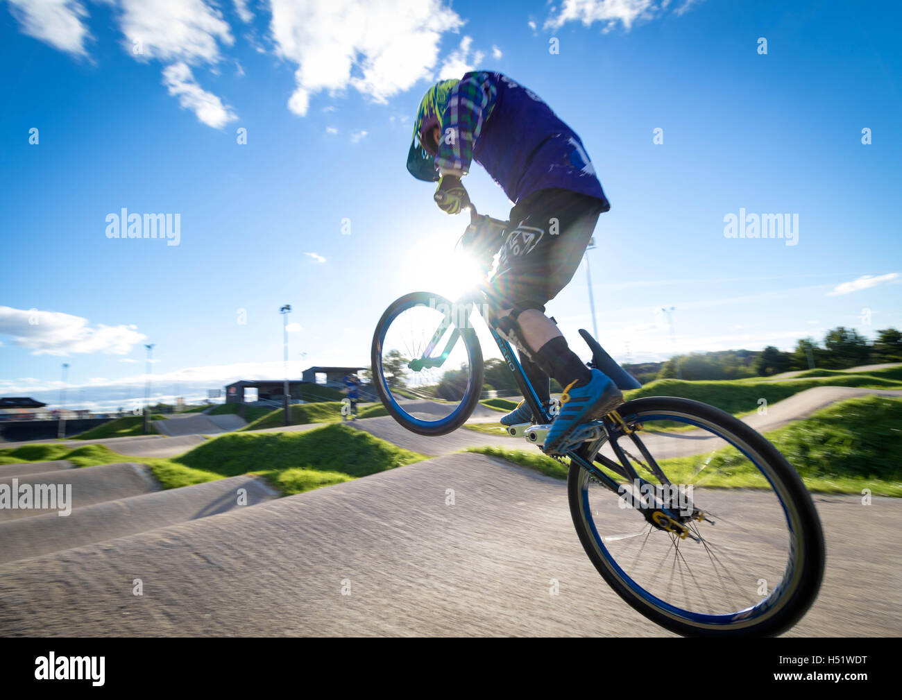 BMX Racer jumping Stock Photo - Alamy
