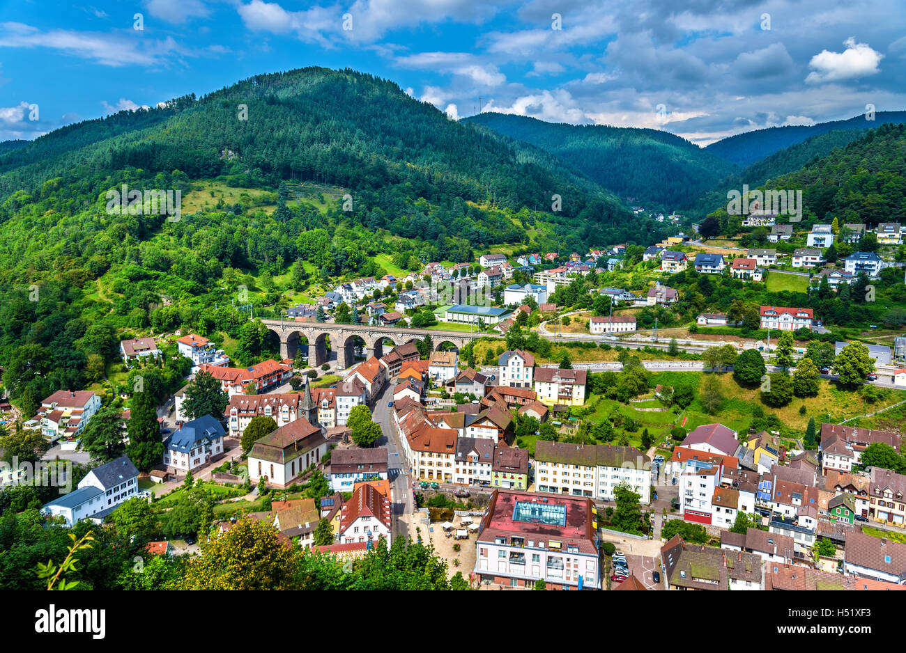 View of Hornberg village in Schwarzwald mountains - Baden Wurttemberg ...