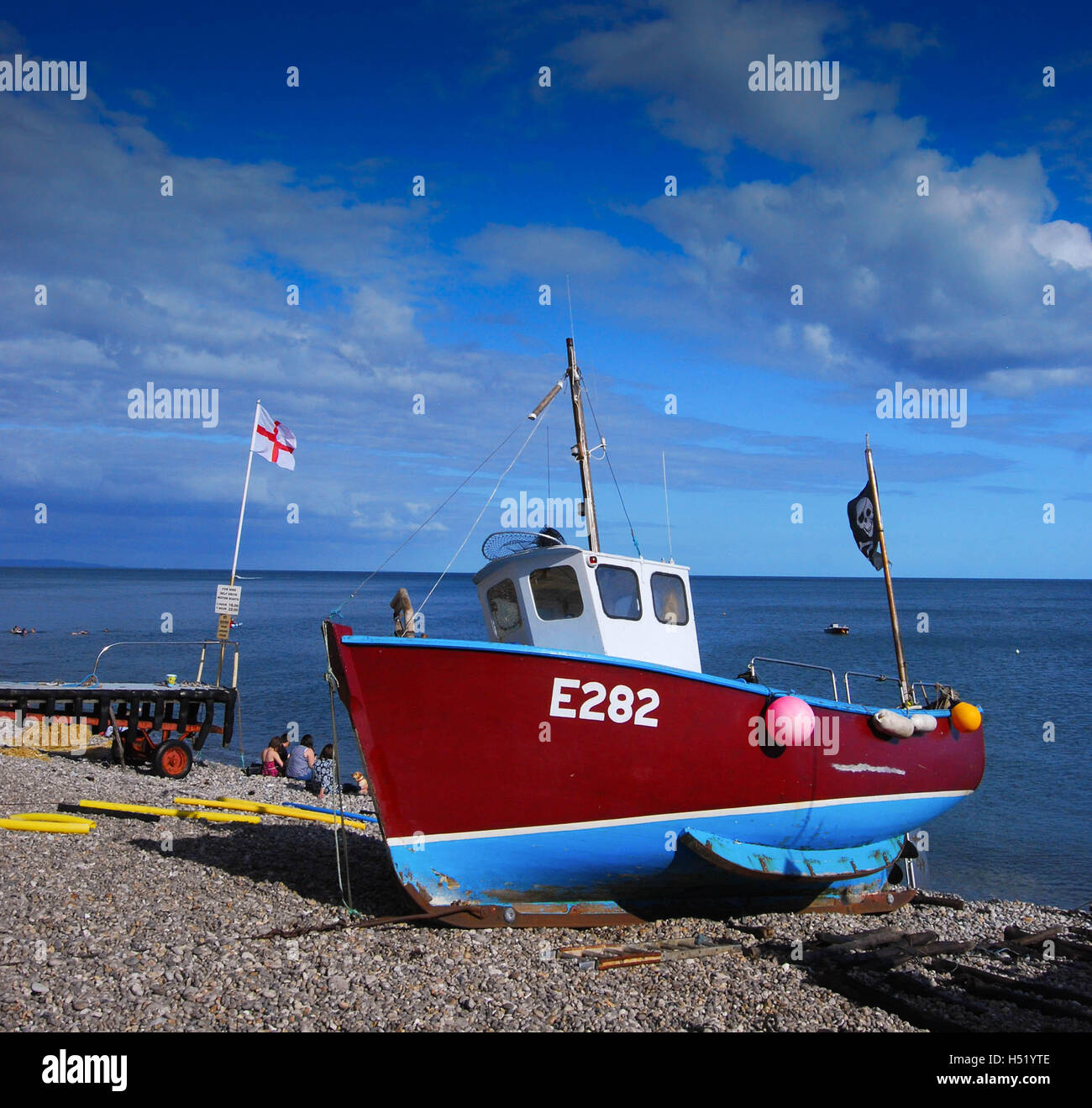 beached fishing boat at Beer Stock Photo - Alamy