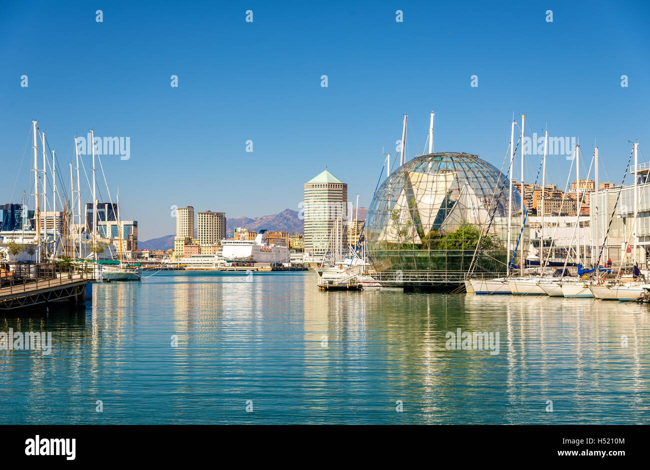 View of the seaport of Genoa - Italy Stock Photo - Alamy