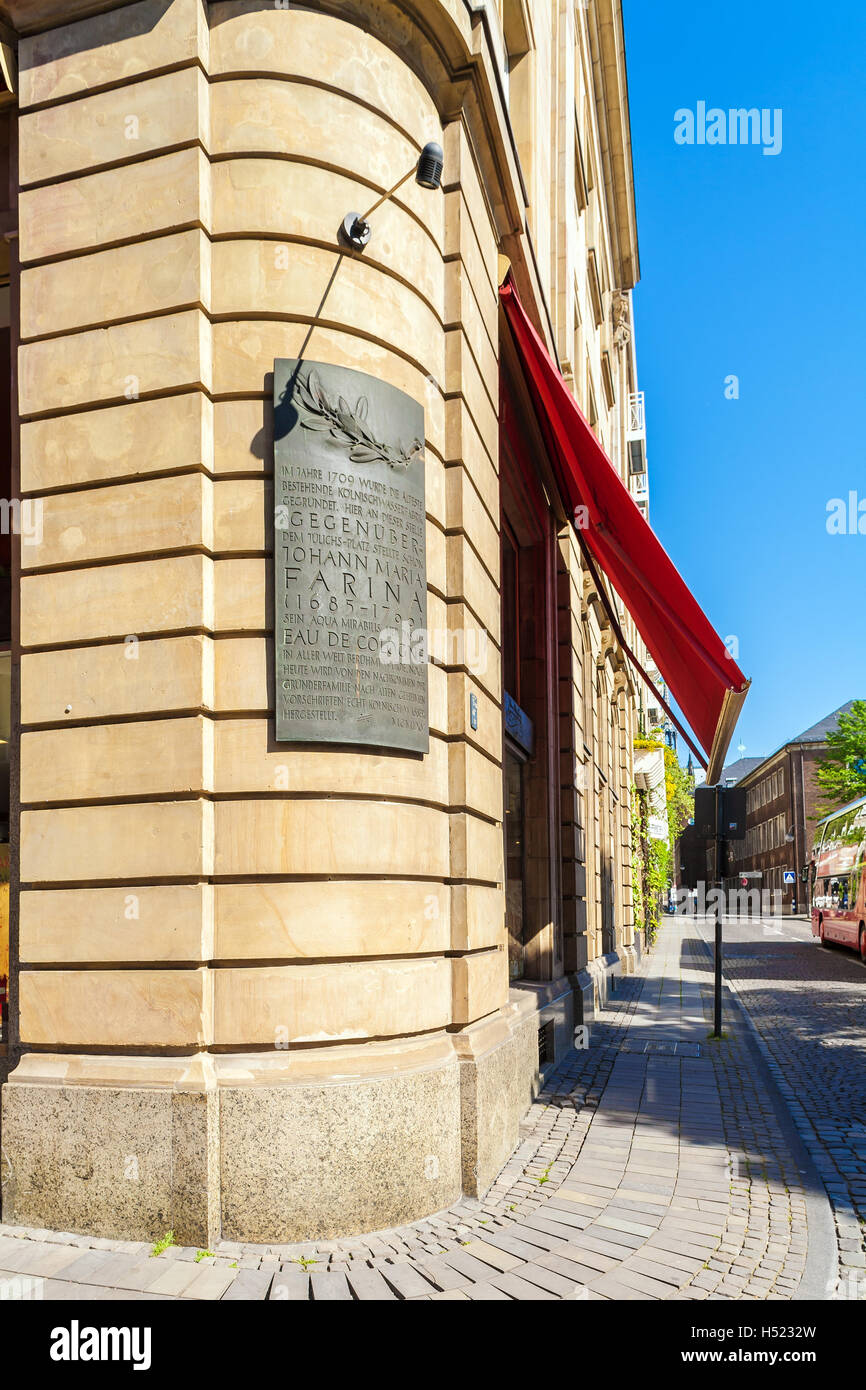 COLOGNE, GERMANY - APRIL 9, 2008: A commemorative bronze plaque in ...