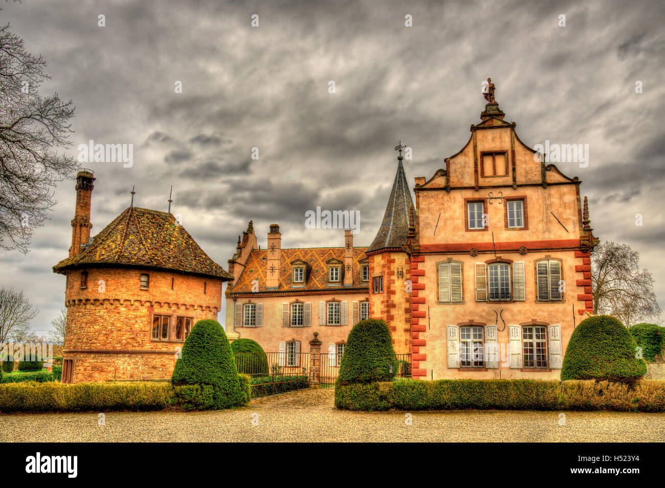 The Chateau d'Osthoffen, a medieval castle in Alsace, France Stock ...