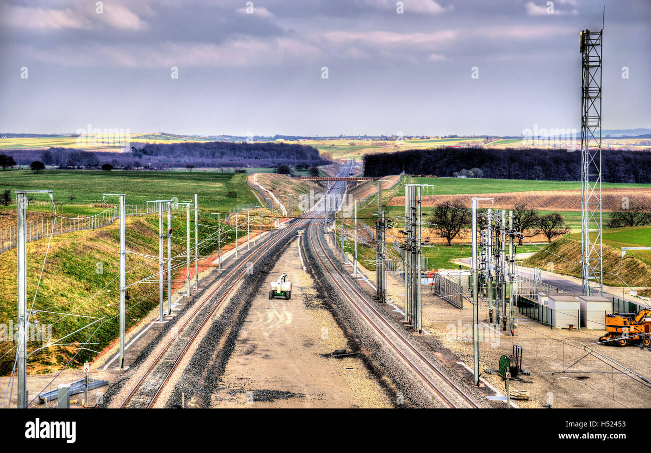 High-speed railway LGV Est phase II under construction near Save Stock ...