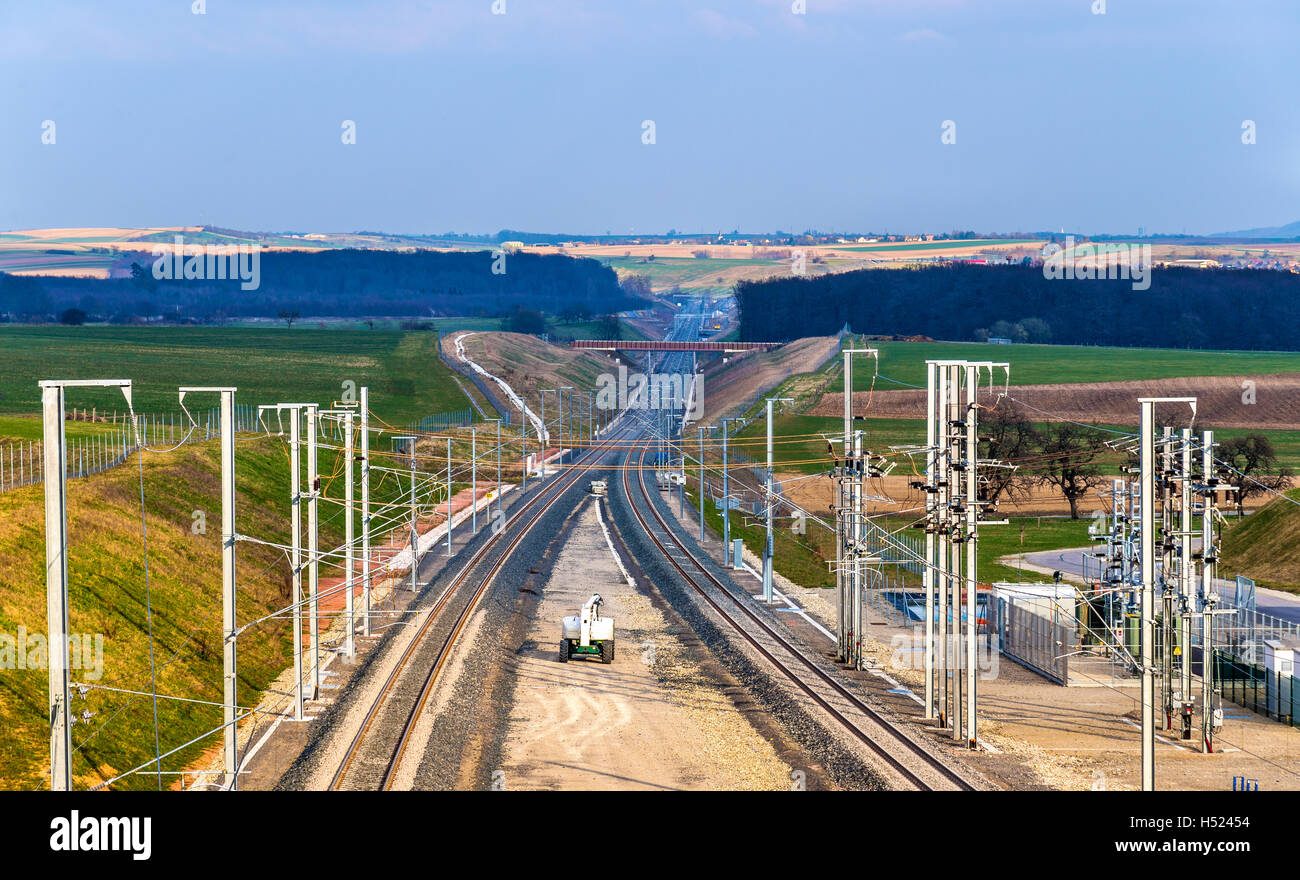 High-speed railway LGV Est phase II under construction near Save Stock ...